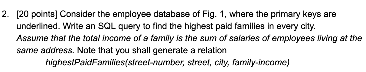 Solved employee (employee-id, employee-name, street-number, | Chegg.com