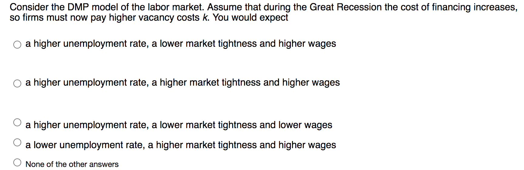 Solved Consider the DMP model of the labor market. Assume | Chegg.com