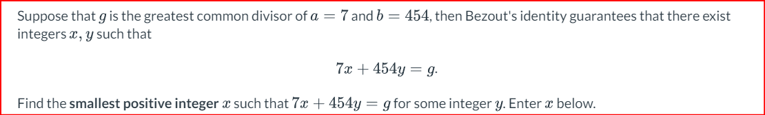 Solved Suppose that g ﻿is the greatest common divisor of a=7 | Chegg.com