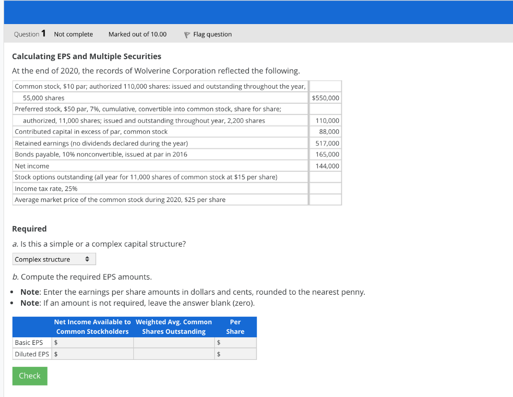 Solved Question 1 Not complete Marked out of 10.00 P Flag | Chegg.com
