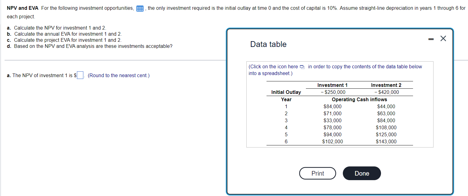 \begin{tabular}{l|l|l|} \hline a. The NPV of | Chegg.com