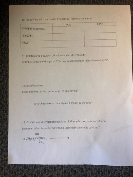 Solved 10. Identifying acids and bases by chemical formula | Chegg.com