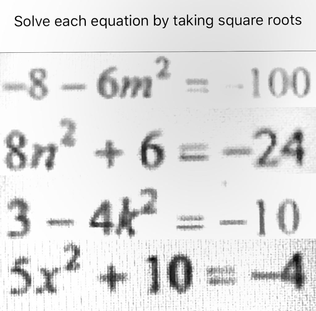 Solved Solve each equation by taking square roots -8 - бm2 - | Chegg.com