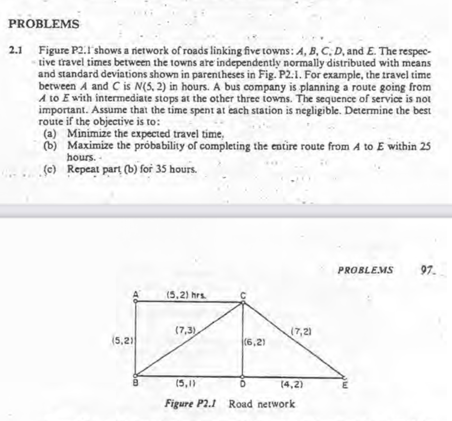 Solved 2.1 Figure P2. t shows a retwork of roads linking | Chegg.com