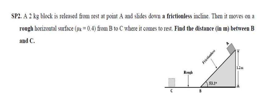 Solved SP2. ﻿A 2kg ﻿block is released from rest at point A | Chegg.com