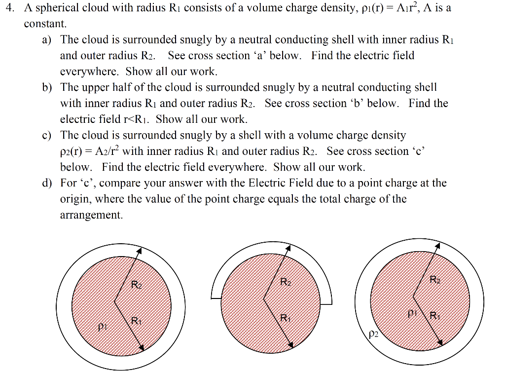 Solved 4. A spherical cloud with radius R1 consists of a | Chegg.com