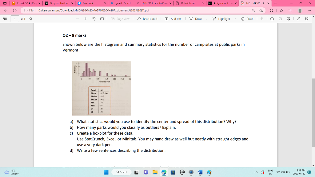 Solved Shown below are the histogram and summary statistics | Chegg.com