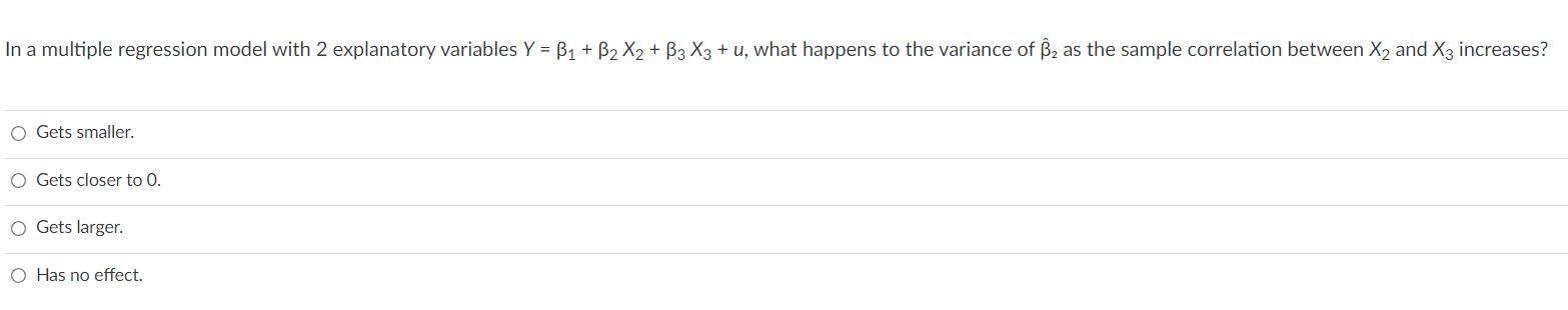 Solved n a multiple regression model with 2 explanatory | Chegg.com
