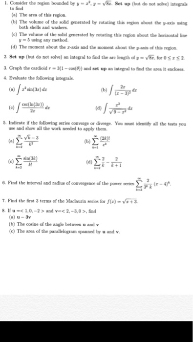 Solved Consider the region bounded by y = x^2, y = | Chegg.com