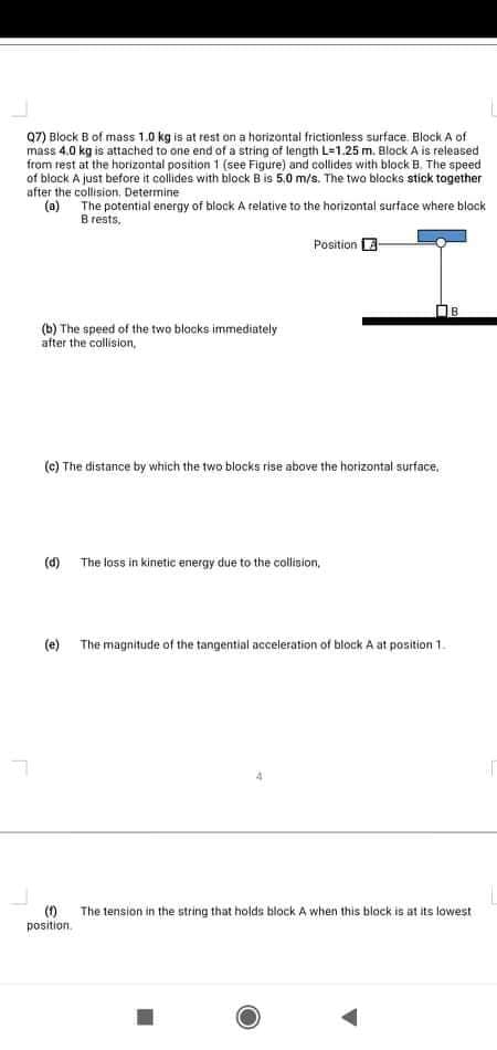 Solved Q7) Block B of mass 1.0 kg is at rest on a horizontal | Chegg.com