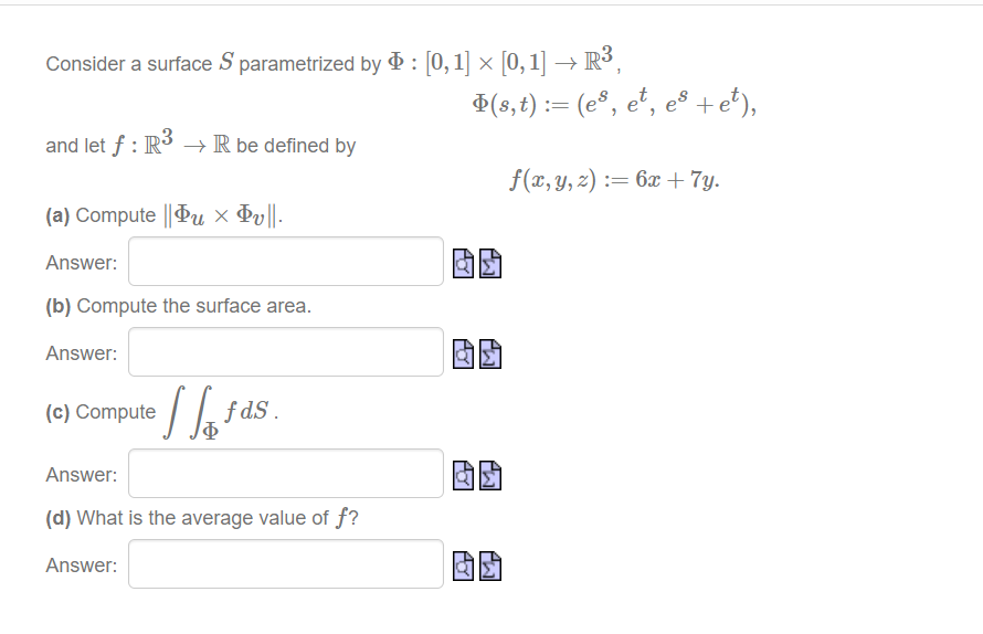 Solved Consider a surface S parametrized by : [0, 1] x [0,1] | Chegg.com