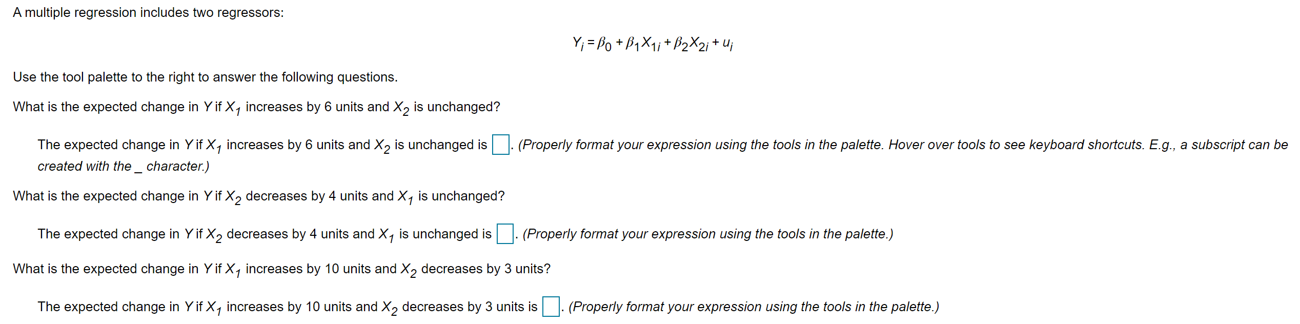 Solved A multiple regression includes two regressors: Y; = | Chegg.com
