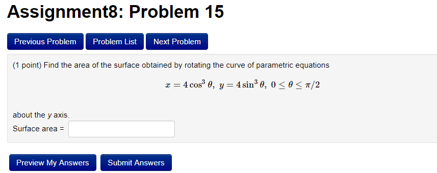 Solved Assignment8 Problem 15 Previous Problem Problem List