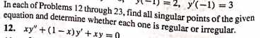 Solved y'(-1) = 3 In each of Problems 12 through 23, find | Chegg.com
