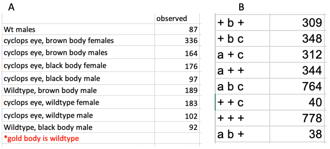 Solved FULL DATA SET: 1. Produce a genetic hypothesis about | Chegg.com