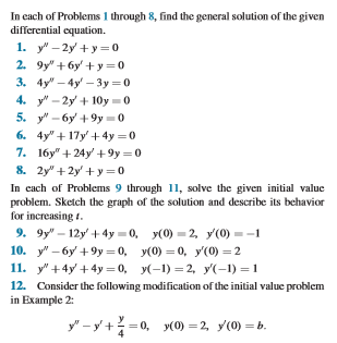 Solved In each of Problems 1 through &, find the general | Chegg.com