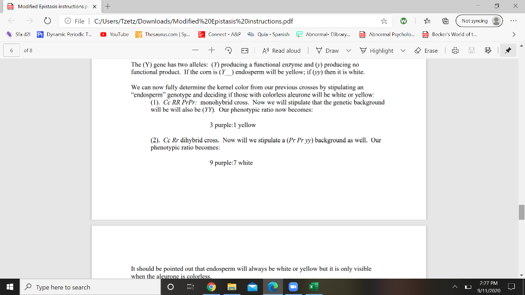 Colored Aleurone Colorless Aleurone Ear Type Parental | Chegg.com