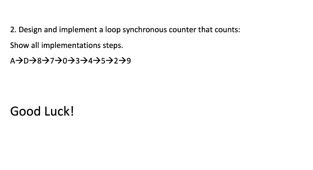 Solved 2. Design and implement a loop synchronous counter | Chegg.com