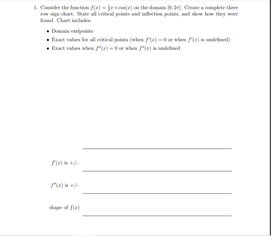 Solved 1. Consider the function f(x) = {c+cos(r) on the | Chegg.com