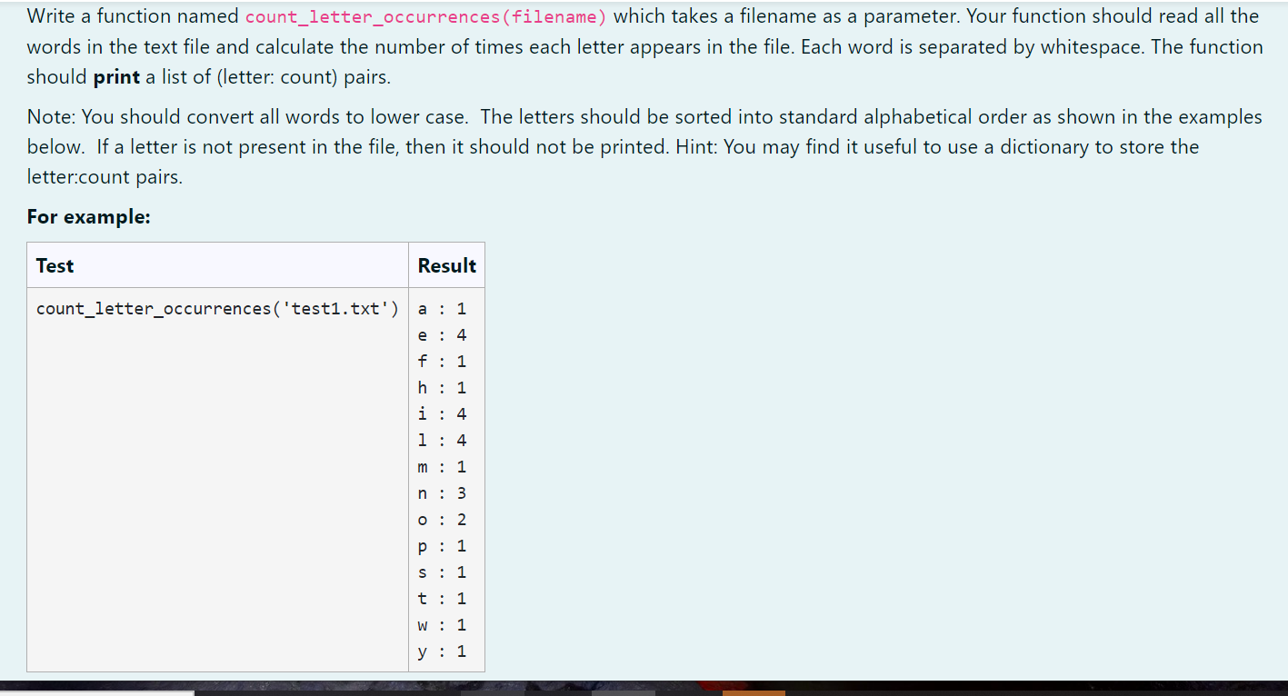Solved Write a function named count_letter_occurrences | Chegg.com