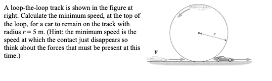 Solved A loop-the-loop track is shown in the figure at | Chegg.com