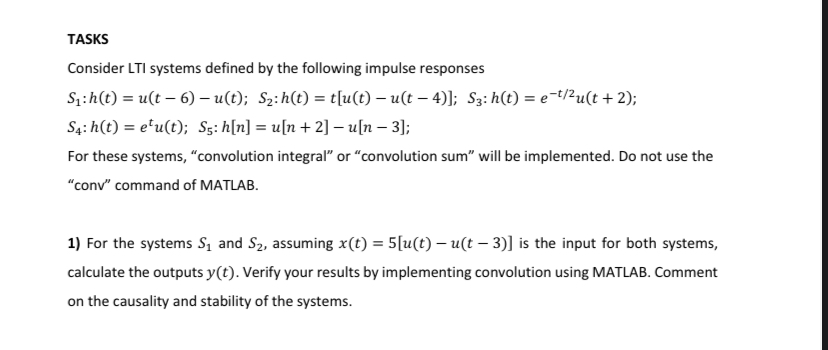 Solved TASKSConsider LTI systems defined by the following | Chegg.com