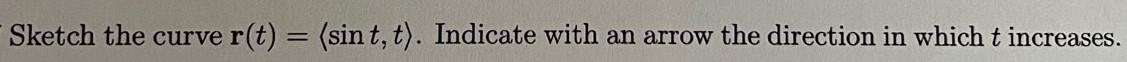 Solved Sketch the curve r(t)= sint,t . Indicate with an | Chegg.com