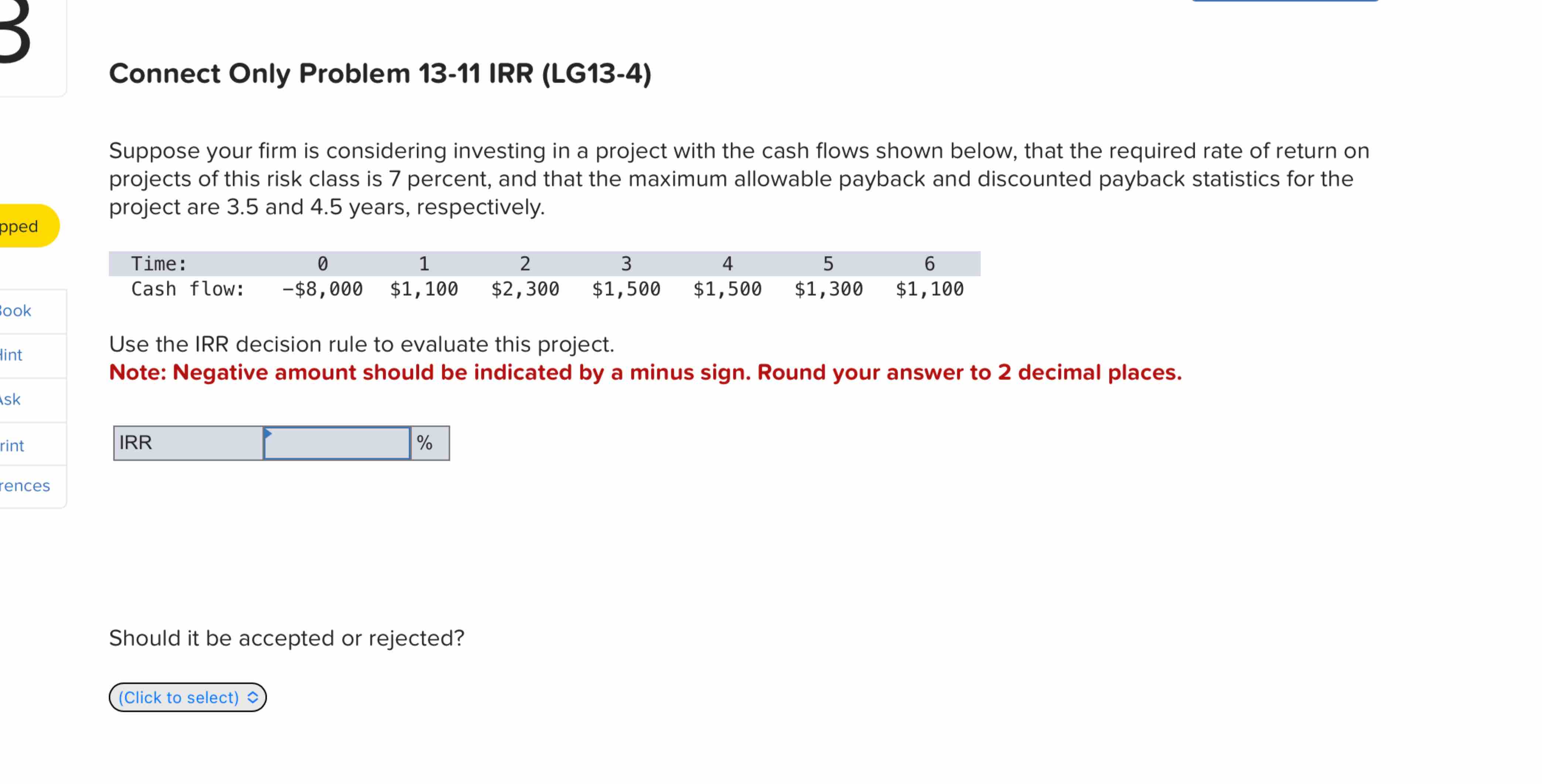 Solved Connect Only Problem 13-11 ﻿IRR (LG13-4)Suppose your | Chegg.com