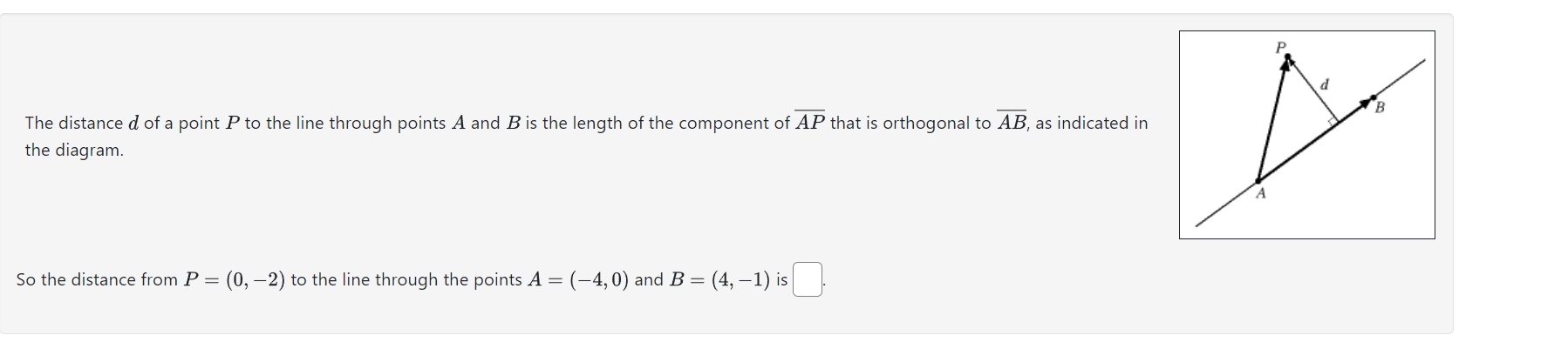 Solved The distance d of a point P to the line through | Chegg.com