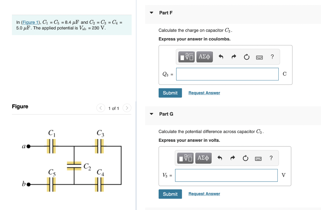 Solved Part F In (Figure 1), C1 = C5 = 8.4 uF and C2 = C3 = | Chegg.com