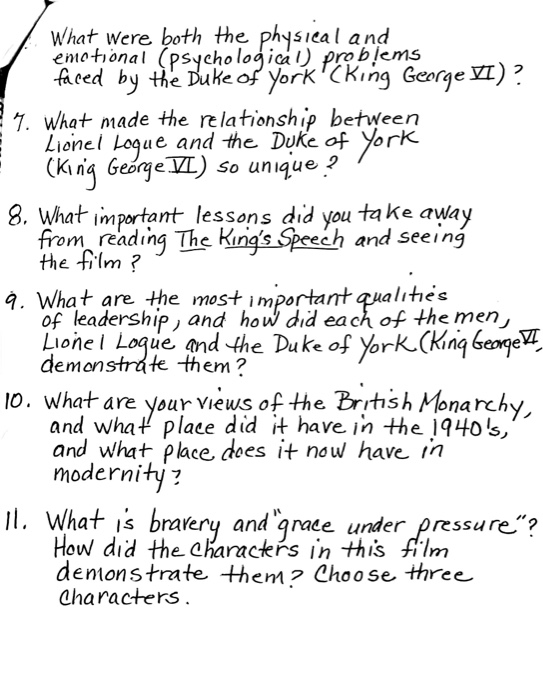 Please answer these questions based on King’s speech | Chegg.com