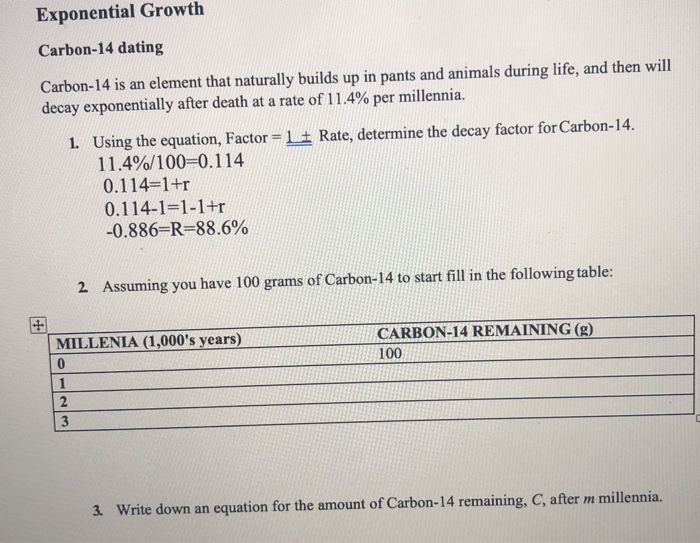 Solved Exponential Growth Carbon-14 dating Carbon-14 is an | Chegg.com