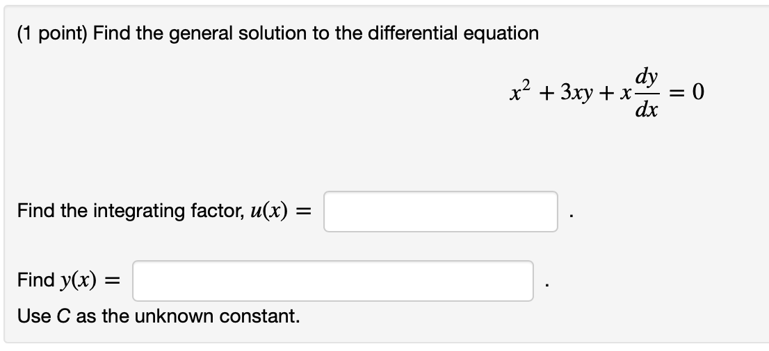 Solved (1 point) Find the general solution to the | Chegg.com