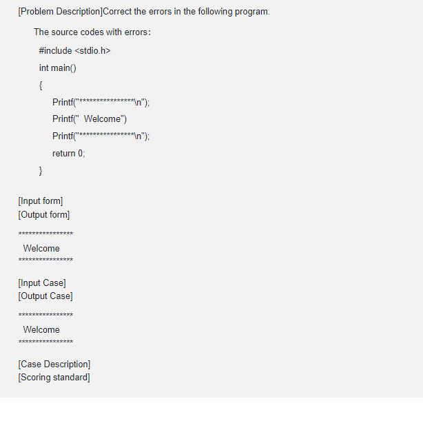 Solved [Problem Description]Correct the errors in the | Chegg.com
