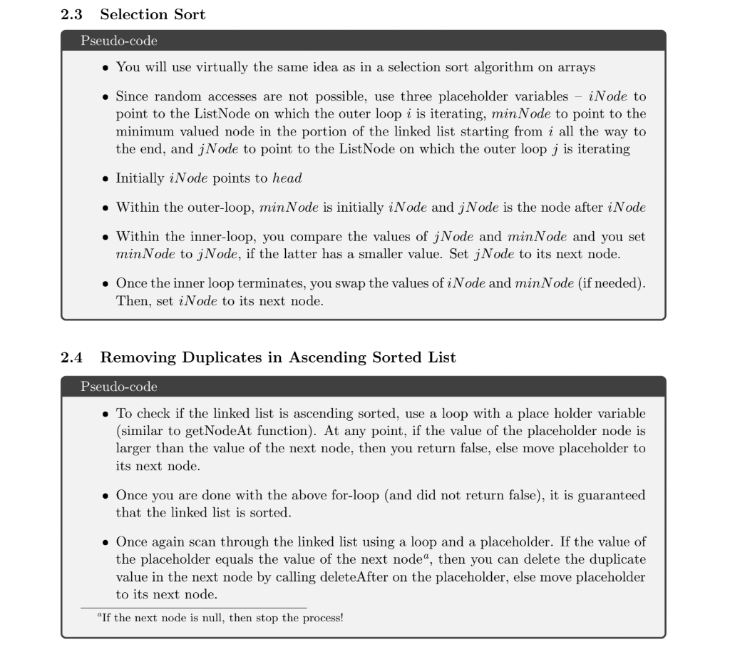 Solved 2.3 Selection Sort Pseudo-code . You will use | Chegg.com