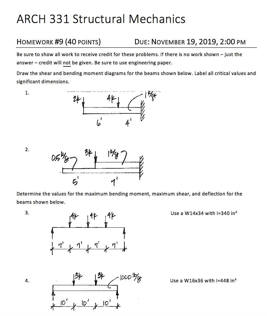 ARCH 331 Structural Mechanics HOMEWORK #9 (40 POINTS) | Chegg.com
