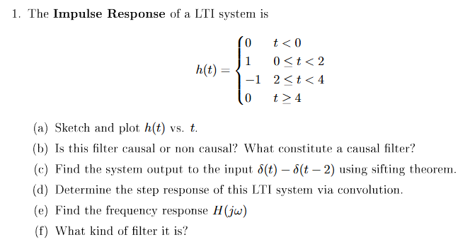 Solved The Impulse Response of ﻿a LTI system | Chegg.com