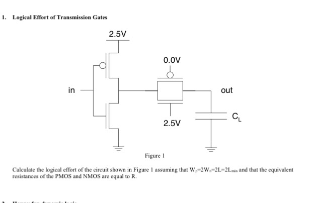 Solved 1. Logical Effort of Transmission Gates 2.5V 0.0V in | Chegg.com