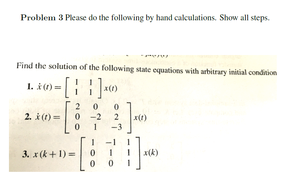 Solved Problem 3 Please do the following by hand | Chegg.com