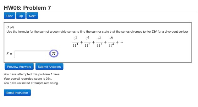 Solved HW08: Problem7 Prev Up Next (1 pt) Use the formula | Chegg.com Solved HW08: Problem7 Prev Up Next (1 pt) Use the formula | Chegg.com