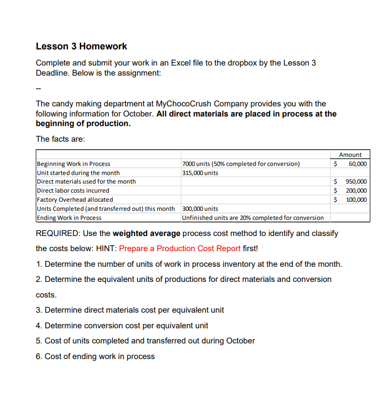 Solved Lesson 3 Homework Complete and submit your work in an | Chegg.com
