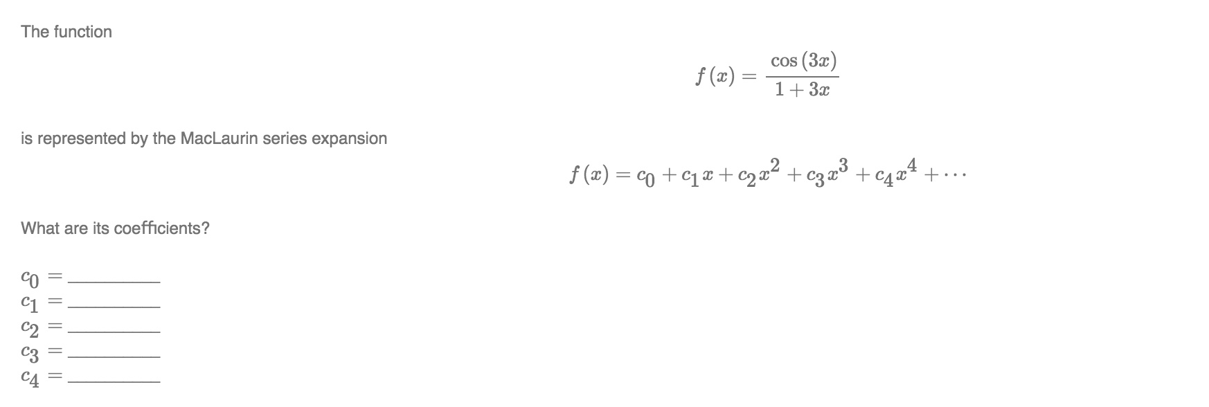 Solved The function f(x) = cos (3x) 1+ 32 is represented by | Chegg.com