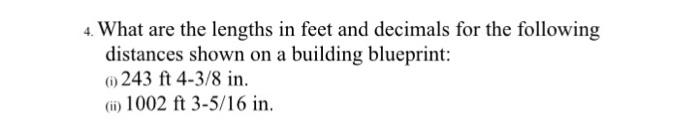 Solved What are the lengths in feet and decimals for the | Chegg.com