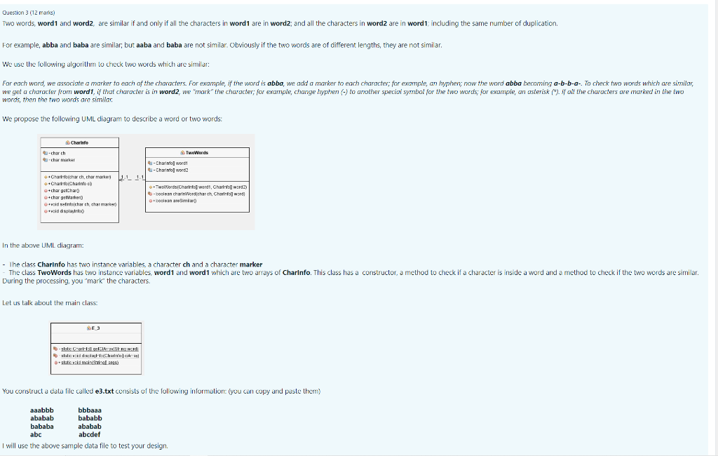 Solved Ouestion 3 (12 marks) Two words, word1 and word2, are | Chegg.com Solved Ouestion 3 (12 marks) Two words, word1 and word2, are | Chegg.com