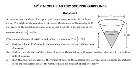 Solved AP CALCULUS AB 2002 SCORING GUIDELINES Question 5 A | Chegg.com