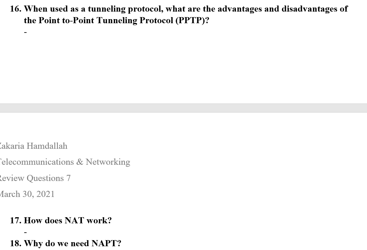 Solved 16. When used as a tunneling protocol, what are the | Chegg.com