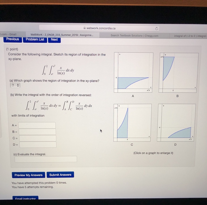 Solved webwork.concordia.ca .com- Gmail WeBWorK: Z.ENGR 233 | Chegg.com