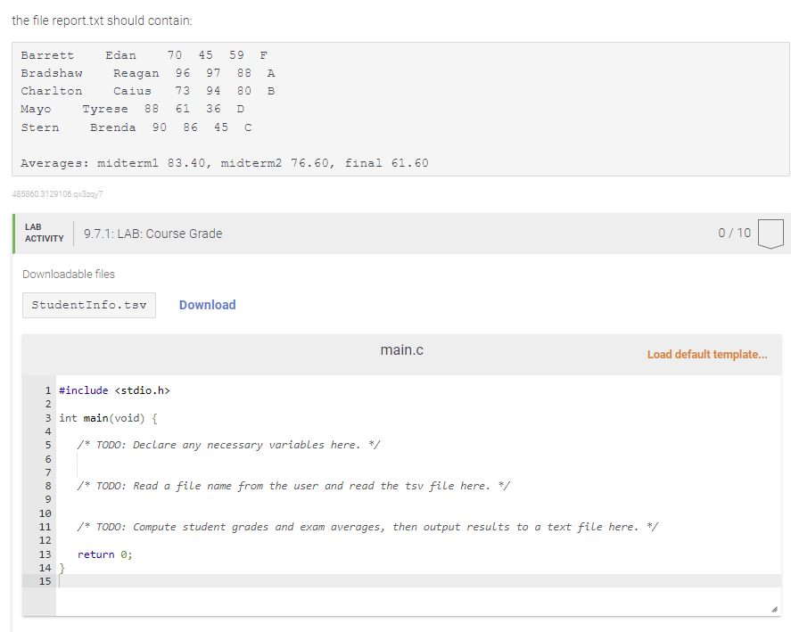 Solved Write a program that reads the student information | Chegg.com