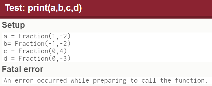 Solved class Fraction: Purpose: This function constructs | Chegg.com
