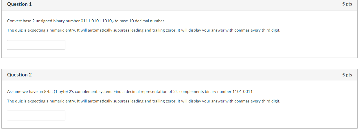 Solved Convert Base 2 Unsigned Binary Number 0111010110102 